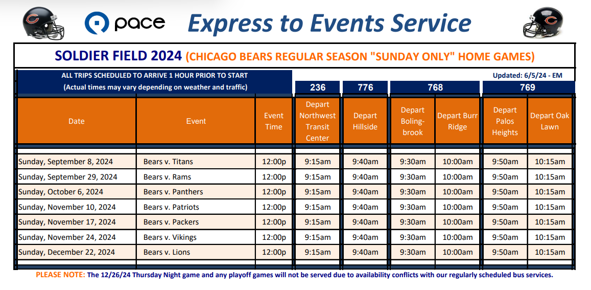 Soldier Field Express | Pace Suburban Bus